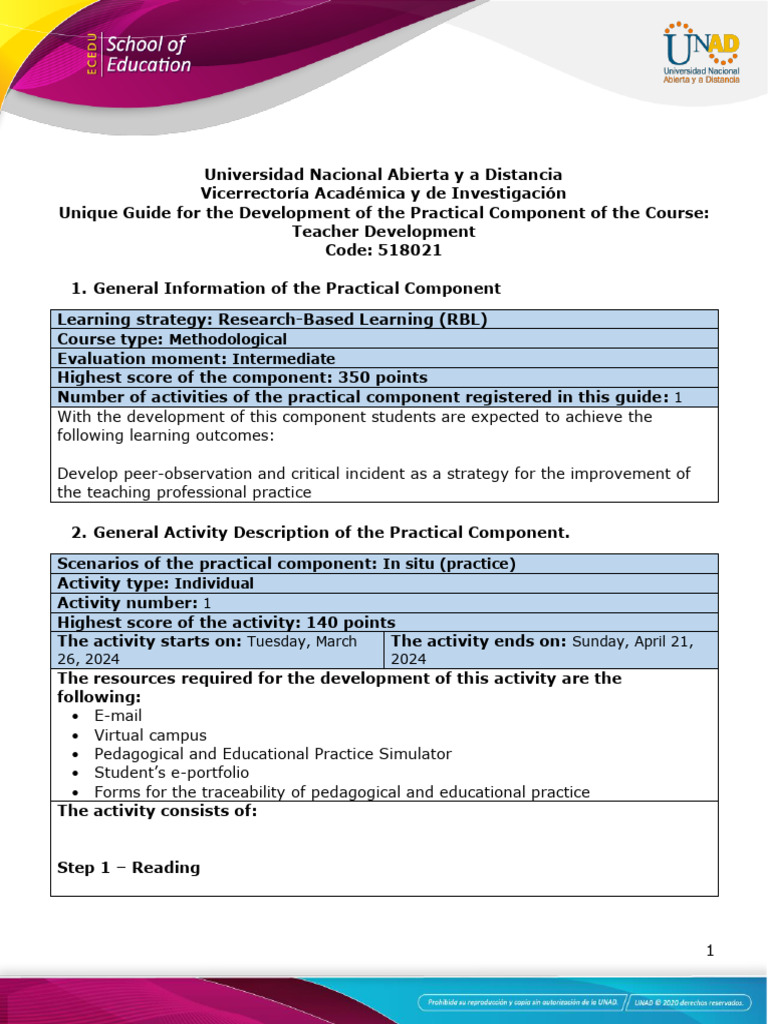Practical Component Guide for Teacher Development | PDF | Turnitin ...