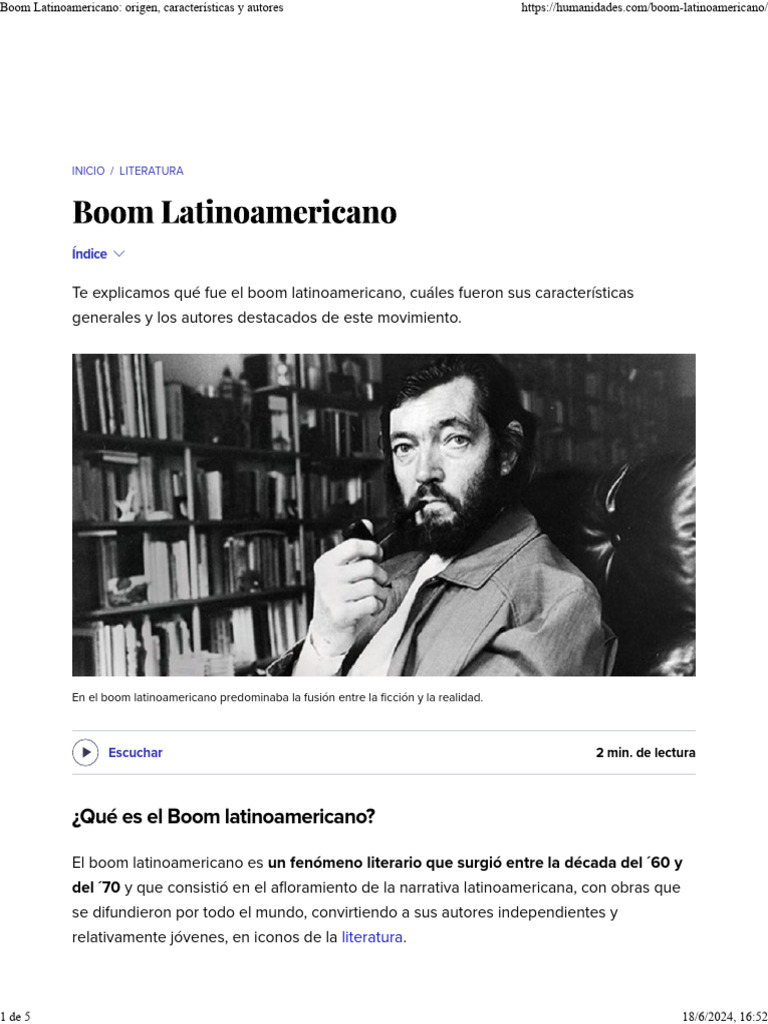 Boom Latinoamericano - Origen, Características y Autores | PDF