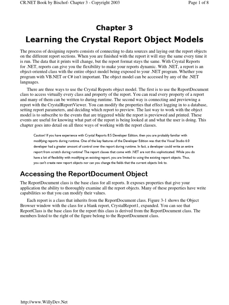 CrystalReports Capitulo03 ModeloDeObjetos | PDF | Class (Computer Programming) | Object ...