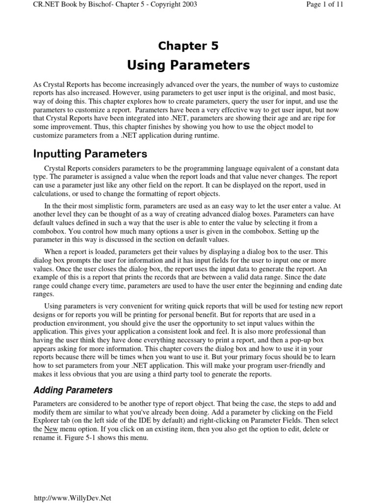CrystalReports Capitulo05 UsandoParametros | PDF | Parameter (Computer Programming) | Boolean ...