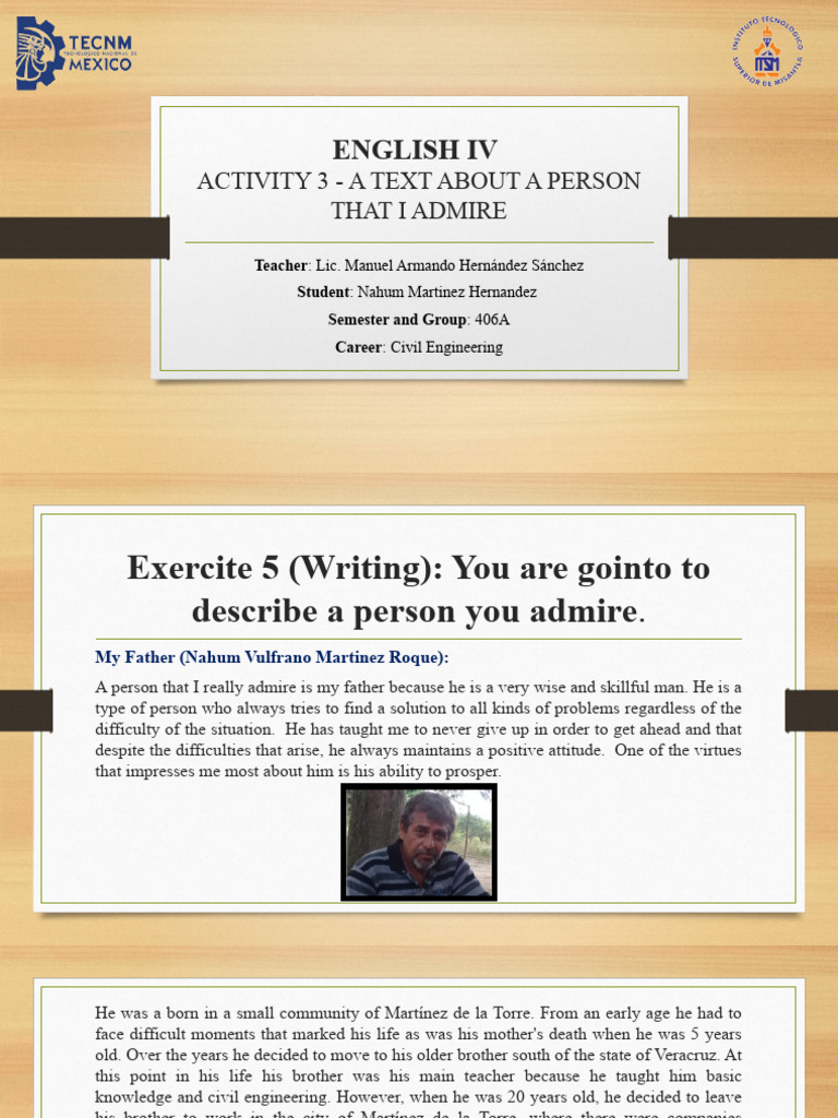 Activity 3 - A Text About A Person That I Admire | PDF | Social Science
