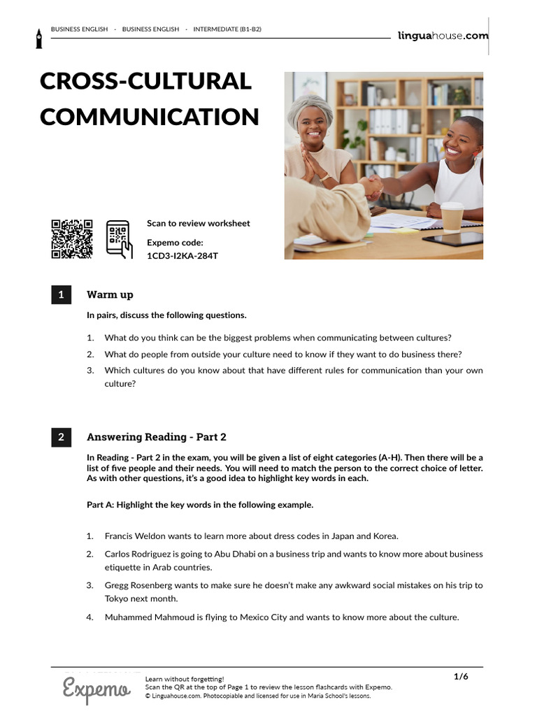 Cross Cultural Communication British English Student | Download Free ...