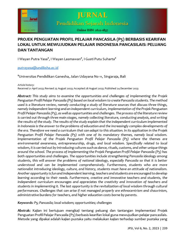 Projek Penguatan Profil Pelajar Pancasila P5 Berba | PDF | Karier & Perkembangan