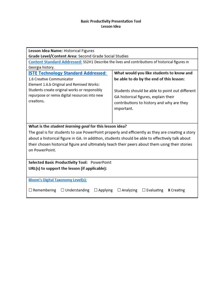 BPTs Basic Productivity Tools LESSON IDEA Template | PDF | Lesson Plan | Project Based Learning