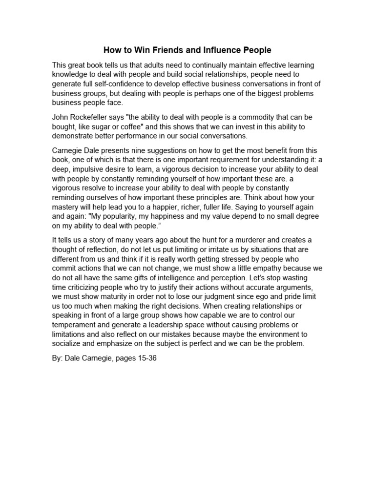 How To Win Friends and Influence People | PDF