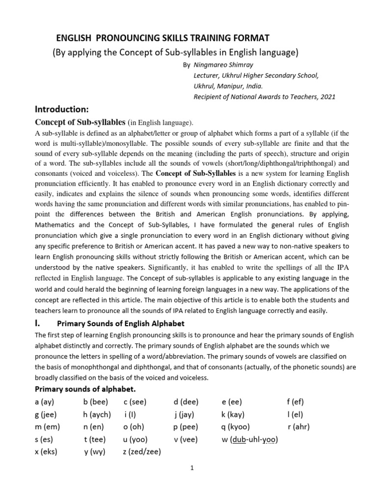 English Pronouncing Skills Training Format | PDF | English Language | Word