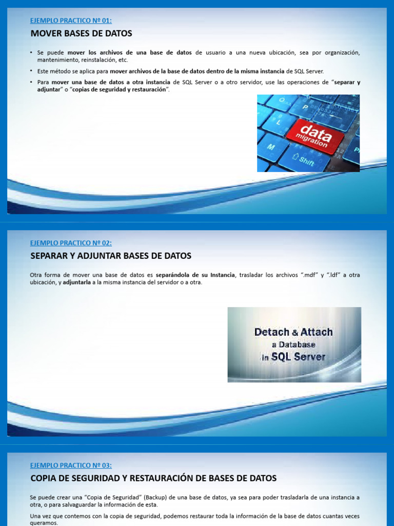 1.mover, Separar-Adjuntar, Respalday y Restaurar Base de Datos | PDF ...