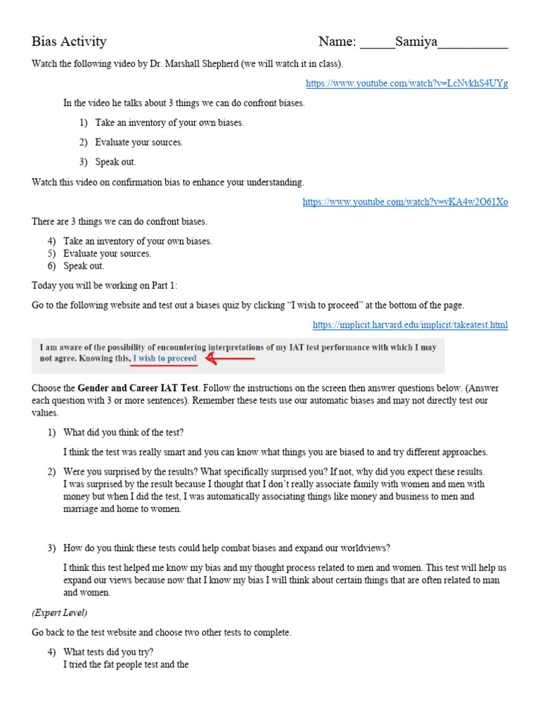 Bias Activity Part 1 | PDF | Bias | Thought