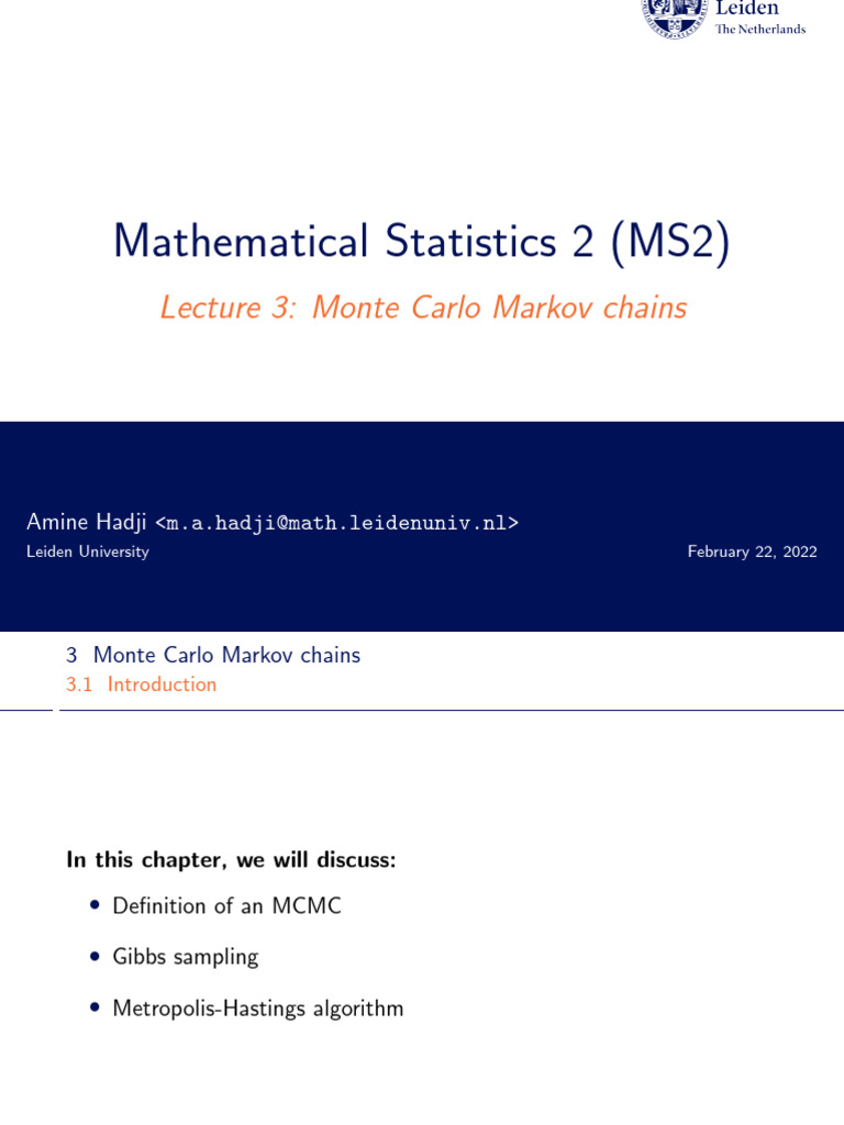 3-MS2 (MCMC) | PDF | Markov Chain | Monte Carlo Method