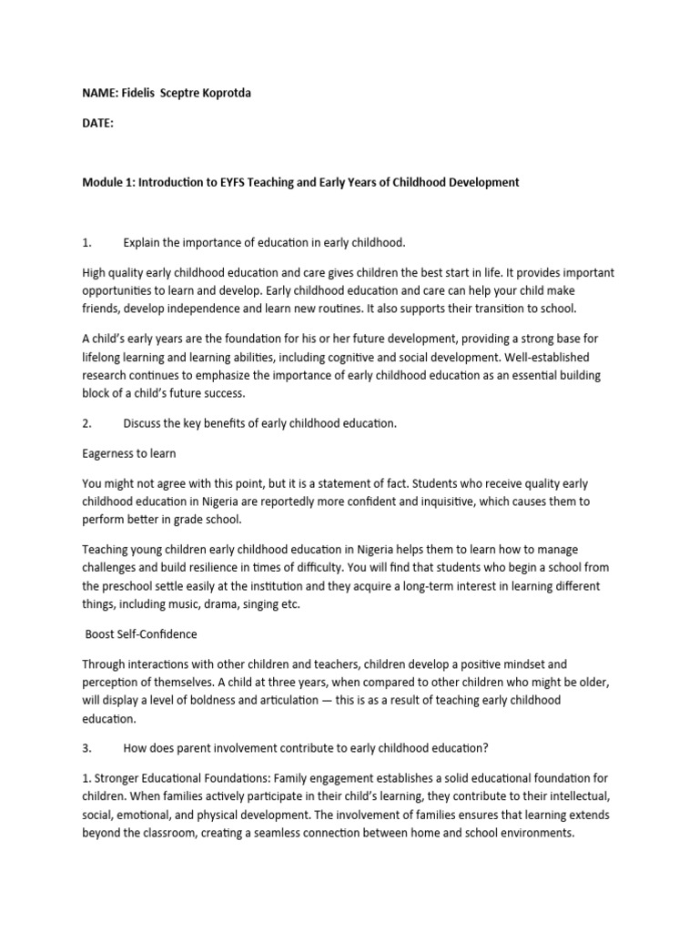 Eyfs Course Assessment Questions-1 | PDF | Learning | Classroom Management