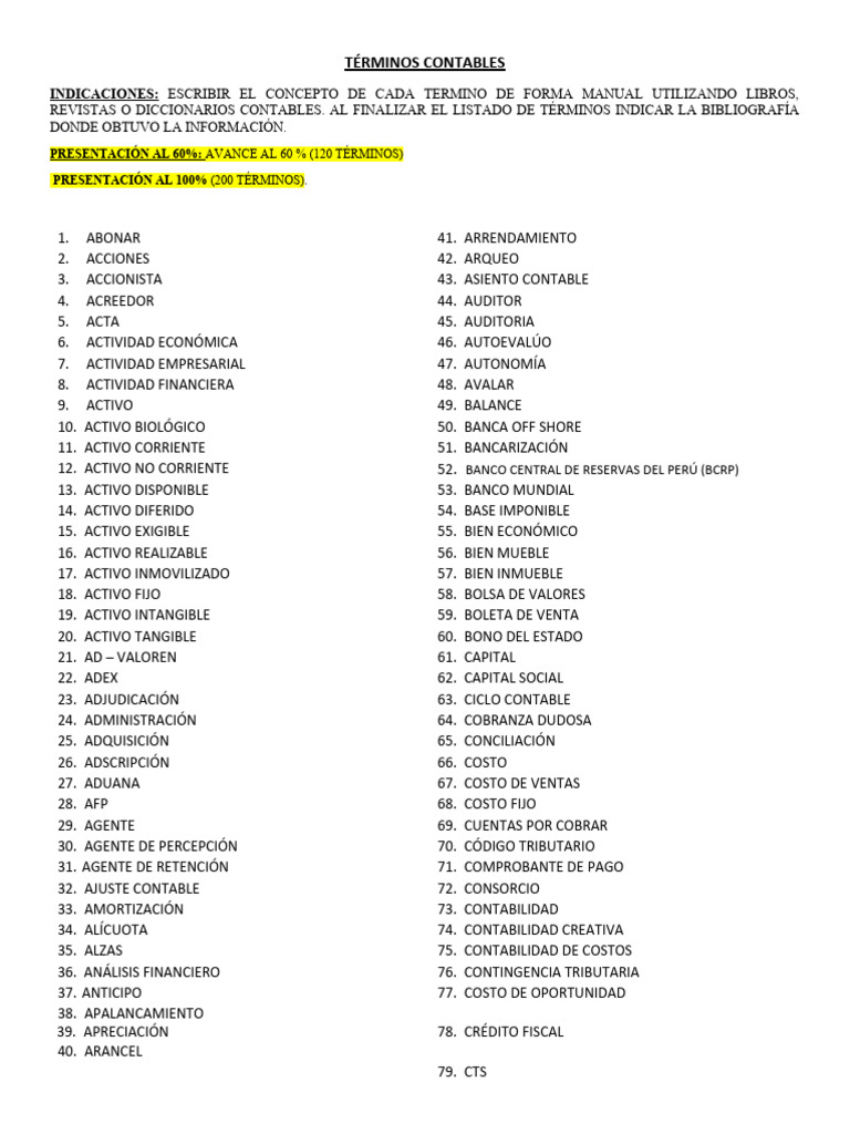 Terminología Contable | PDF | Contabilidad | Negocios económicos