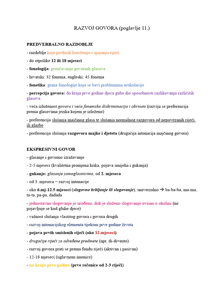 Razvojna RAZVOJ GOVORA | PDF