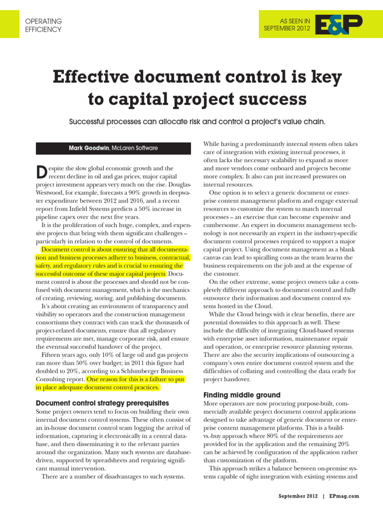 Effective Document Control in Capital Projects | PDF | Cloud Computing ...