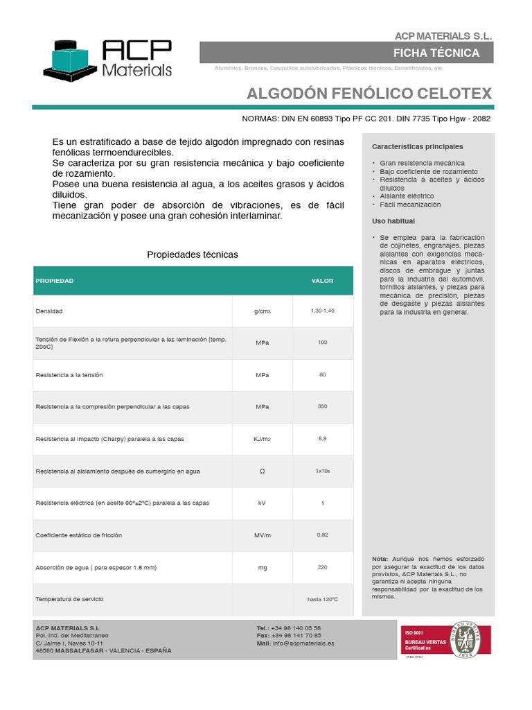 Ficha Tecnica Celotex-ACP (1) | PDF | Resistencia Eléctrica y Conductancia | Física Aplicada e ...