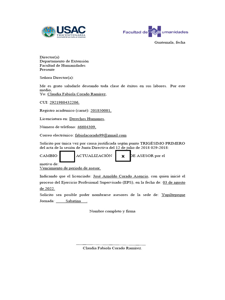 Cambio - Actualización de Asesor | PDF