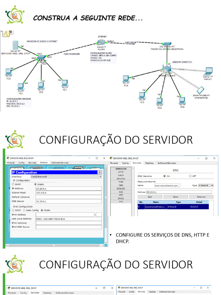 Atividade - Cisco Packet Tracer | PDF | Sistema de Nomes de Domínio (DNS) | Rede de computadores