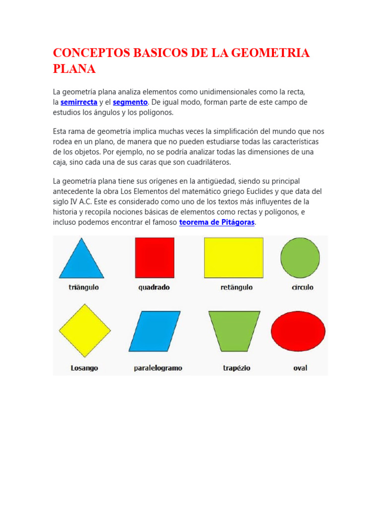 Conceptos Basicos de La Geometria Plana Amor | PDF | Geometría | Geometría euclidiana