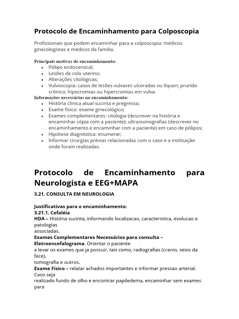 Protocolo de Encaminhamento para Colposcopia | PDF | Epilepsia ... Protocolo de Encaminhamento para Colposcopia | PDF | Epilepsia ...