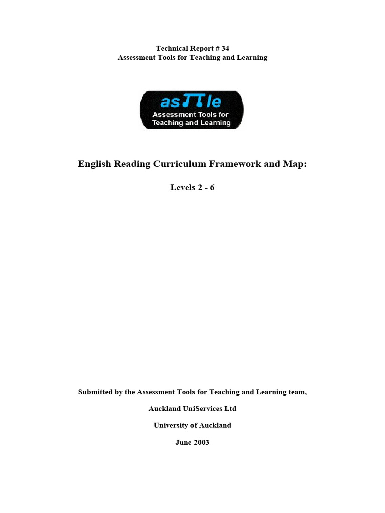 English Reading Curriculum Framework and Map:: Technical Report # 34 ... English Reading Curriculum Framework and Map:: Technical Report # 34 ...