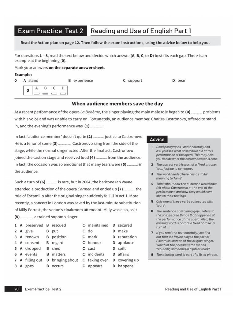 T2-Reading and Use of English Parts 1-8 | PDF
