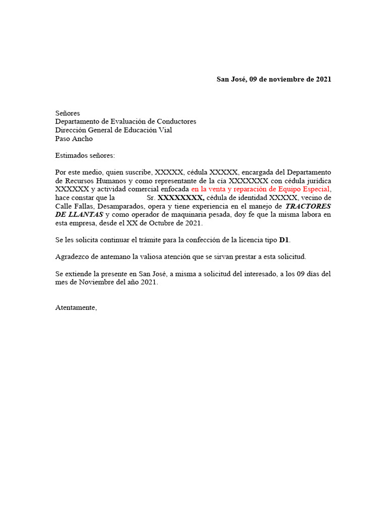 Machote Licencias D | PDF