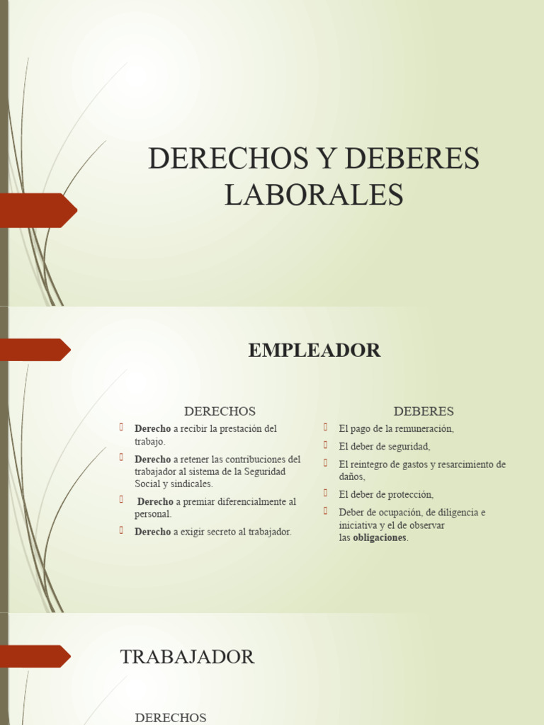 Derechos y Deberes Laborales | PDF | Derecho laboral | Sindicato