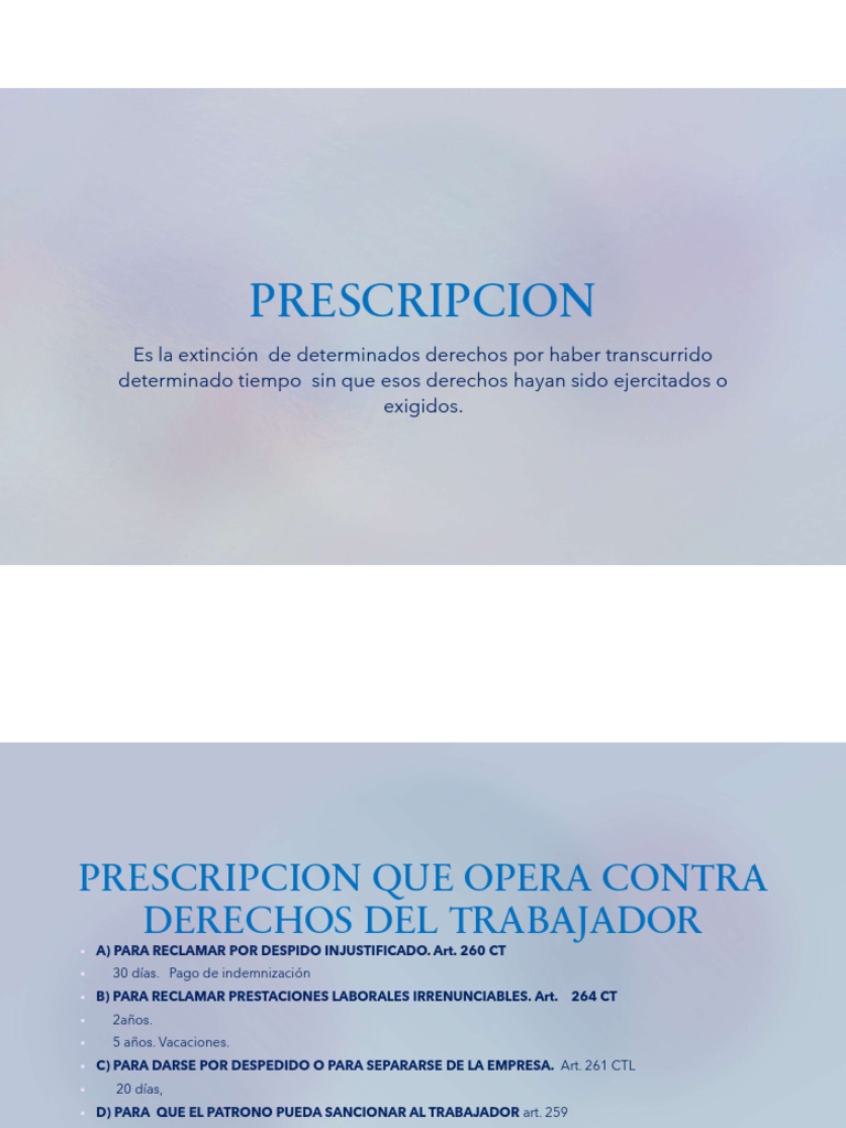 Prescricion y Regimenes Especiales | PDF | Estatuto de limitaciones ...