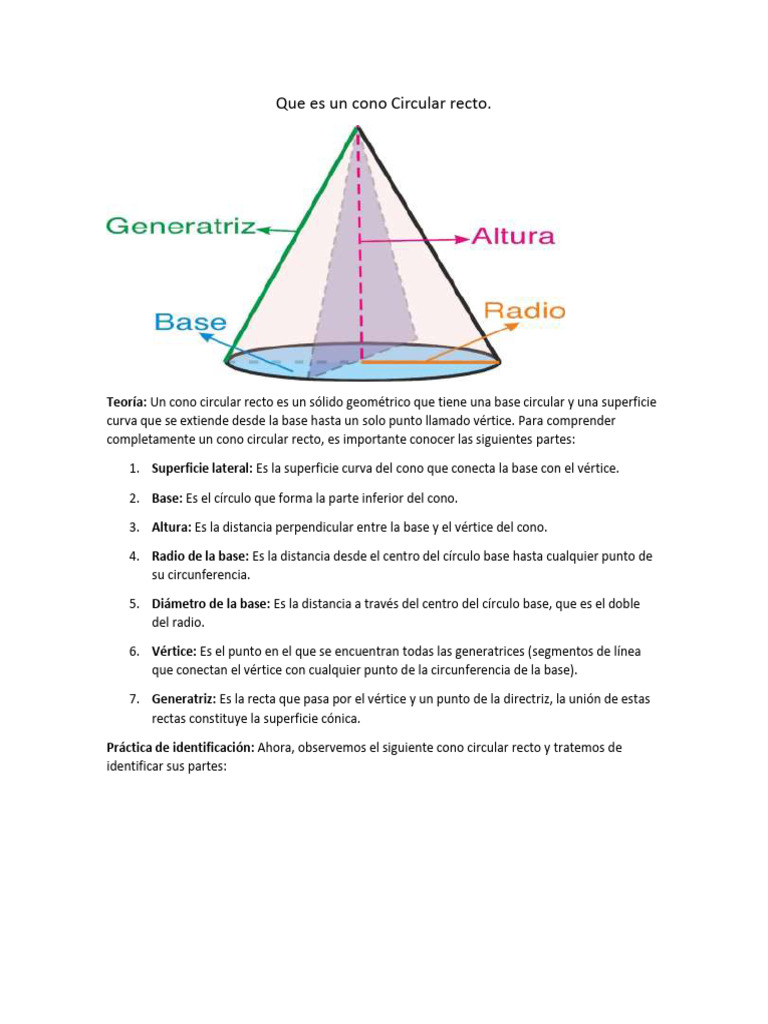 Cono Circular Recto | Descargar gratis PDF | Elipse | Geometría euclidiana