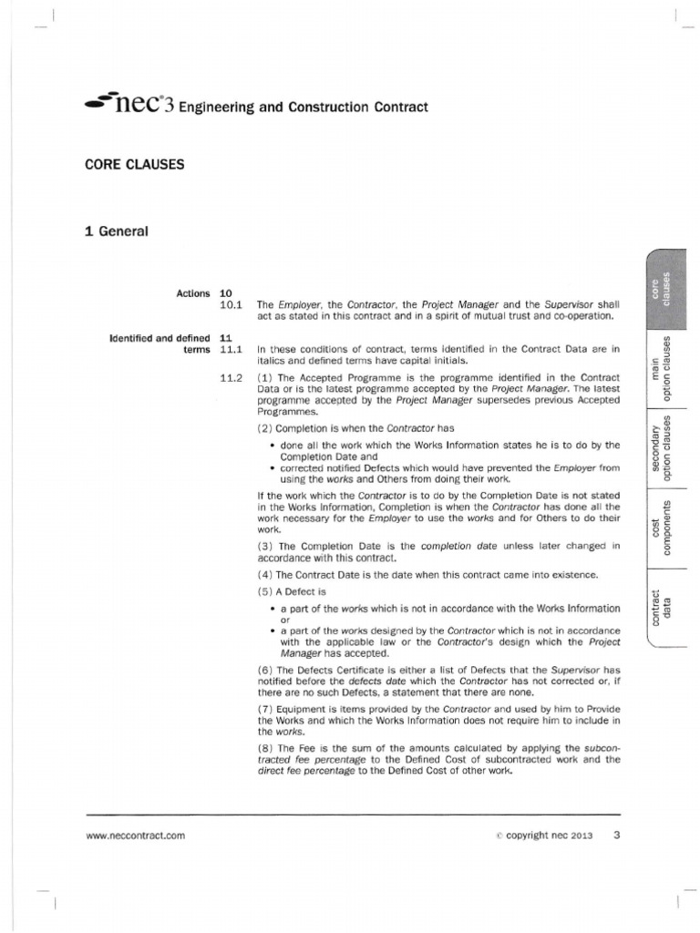 NEC 3 Engineering and Construction Contract - Grupo 1 | PDF | General ...