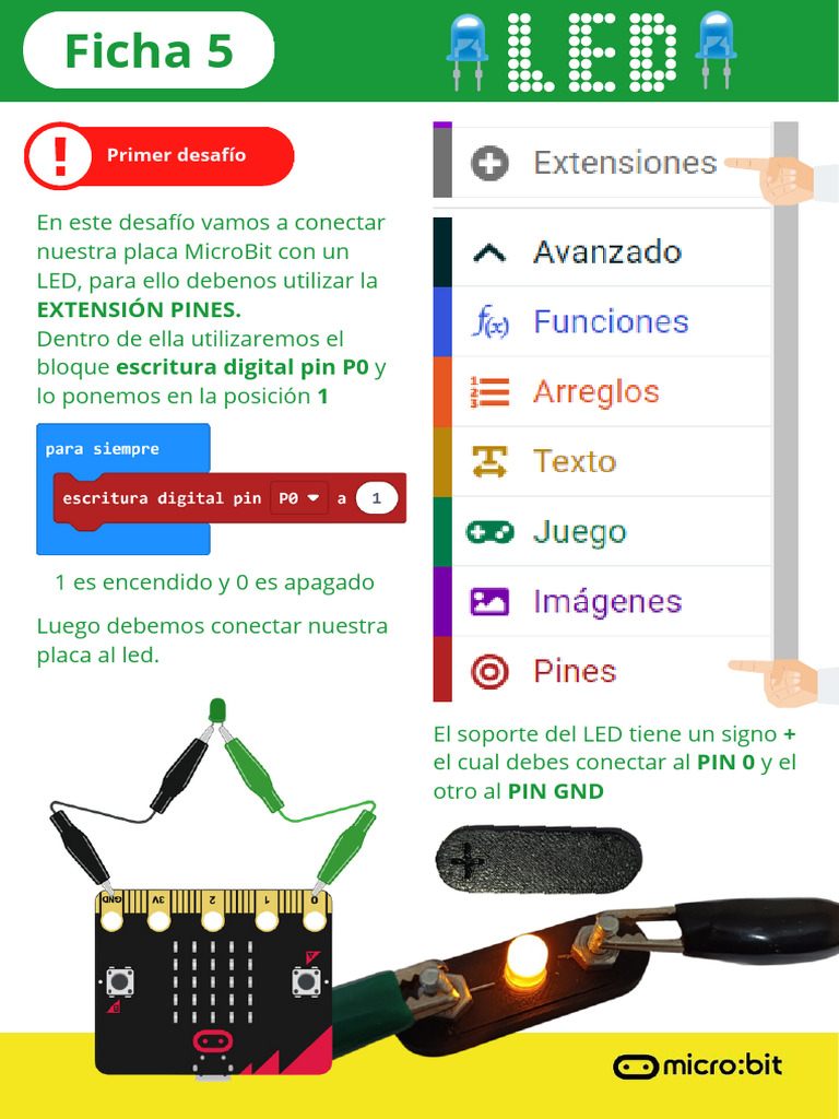 Como Programar y Conectar Un LED Con Una Placa MicroBit | PDF | Juegos y actividades