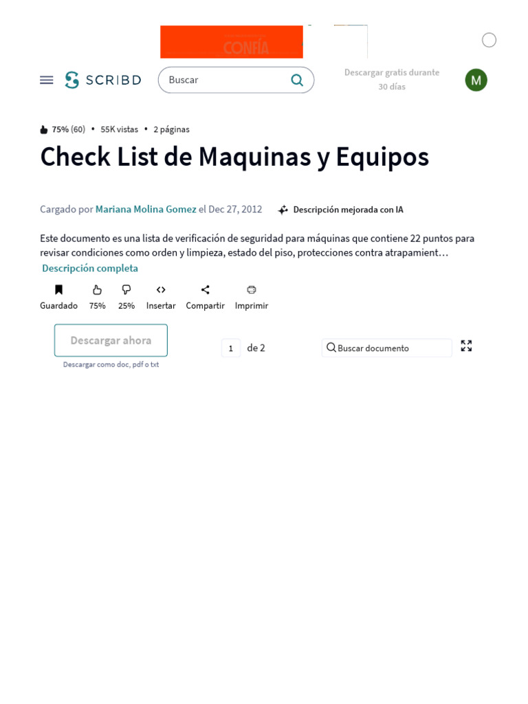 Check List de Maquinas y Equipos _ Descargar Gratis PDF _ Bienes ...
