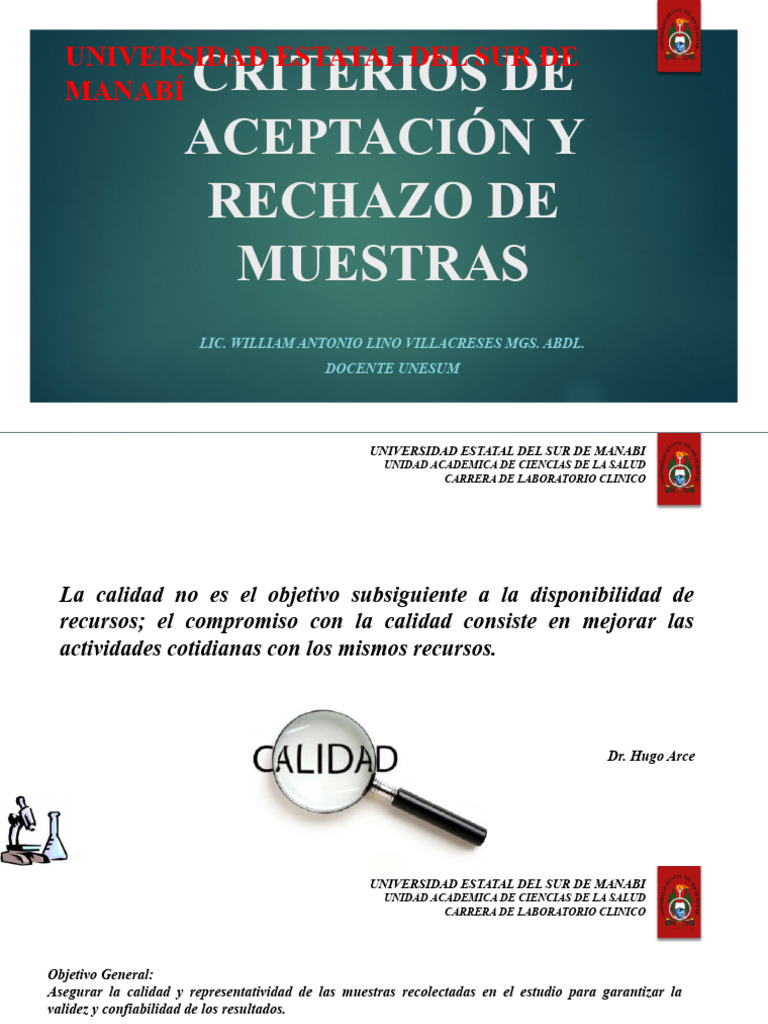 Aceptacion y Rechazo de Muestra | PDF | Laboratorios | Science