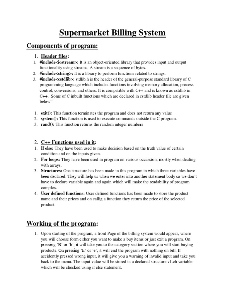 PF-Final Project (Supermarket Billing Sysem) | PDF | Computer Program ...