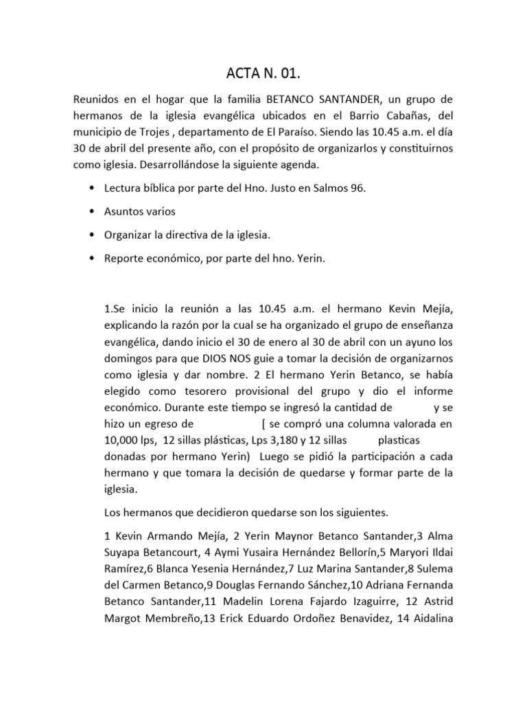 actas de iglesia 2 | PDF