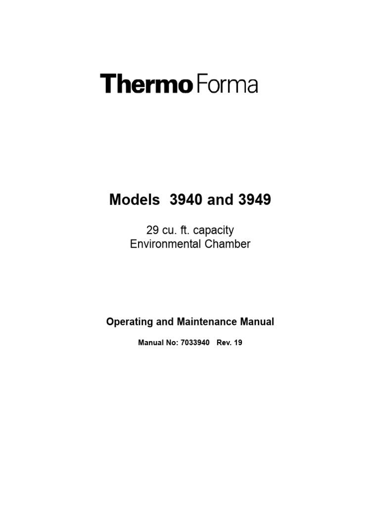 Thermo Forma 3940 - Rev 19 - 29 Cu. Ft. Capacity Environmental Chamber ...