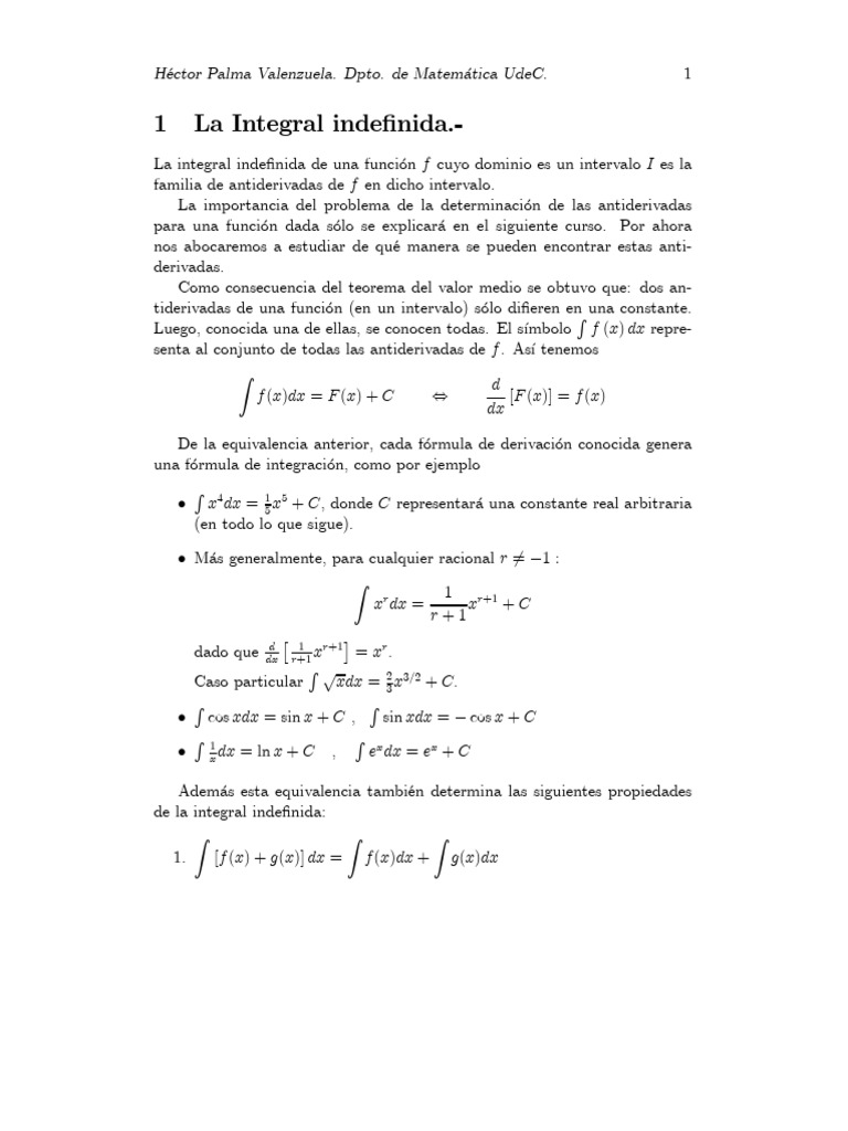 Integral Indef | PDF | Integral | Conceptos matemáticos