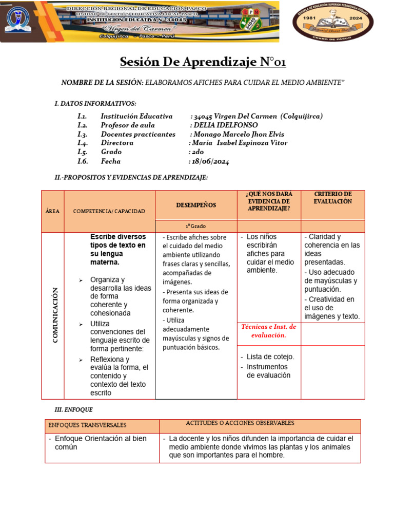 Sesión - de - Aprendizaje - COMUNIcacipon Colquijirca | PDF ...