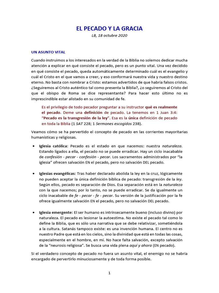 El Pecado y La Gracia | PDF | Pecado | Cristo (título)