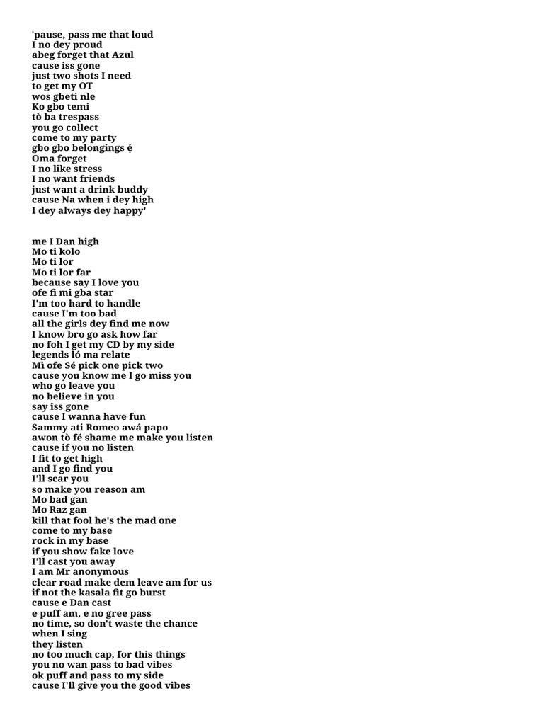 Party Vibes and Good Times Lyrics | PDF | Home & Garden | Art
