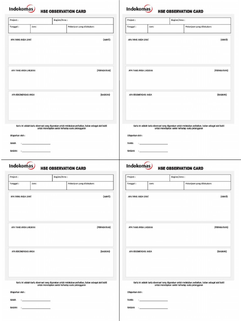 Observation Card 4 | PDF