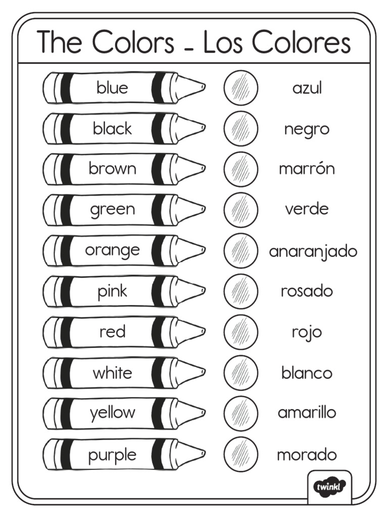 Black and White The Colors - Los Colores Spanish English Posters | PDF