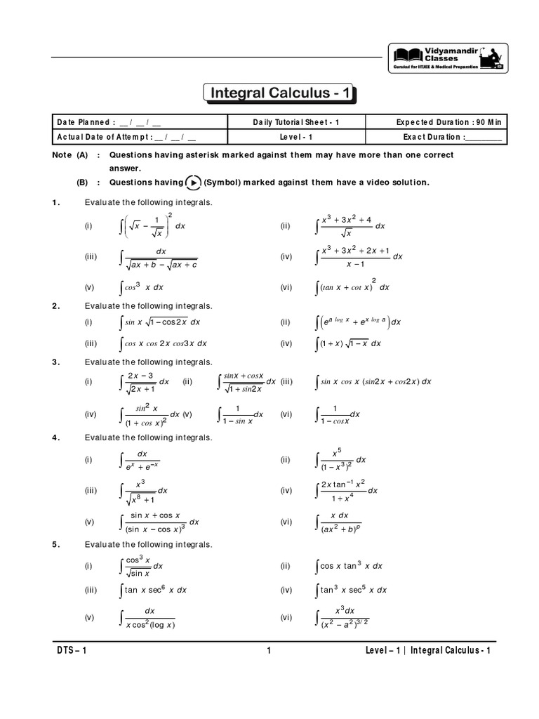 Integral Calculus VMC | PDF | Trigonometric Functions | Mathematical Physics