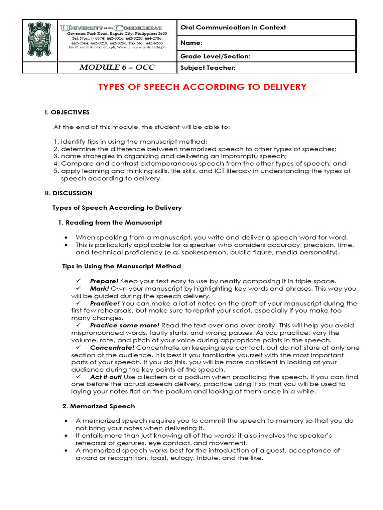 OCC-MODULE-6-PDF | Download Free PDF | Speech | Communication