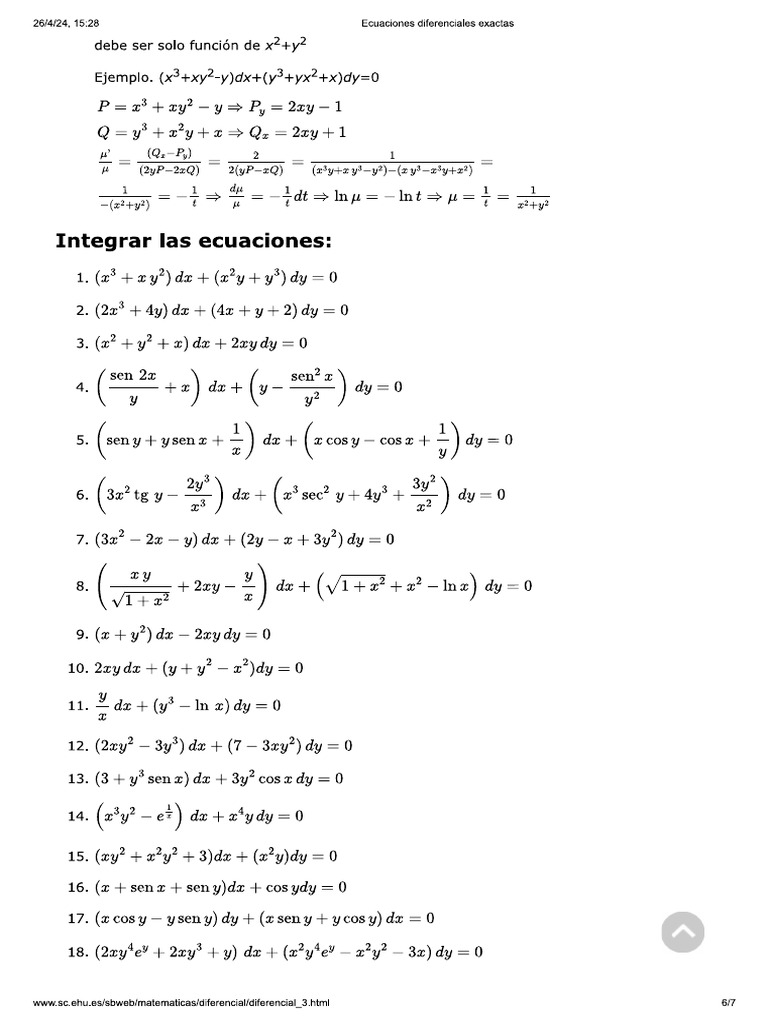 Ejercicios Factor Integrante | PDF