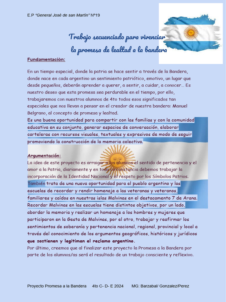 Promesa A La Bandera 2024 | PDF | Estudios de idiomas extranjeros