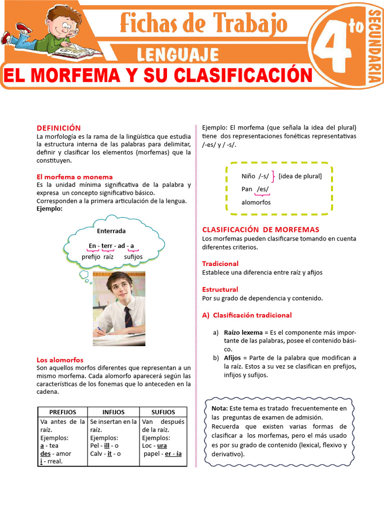 Clasificación y Ejemplos de Morfemas | PDF | Palabra | Morfología ...