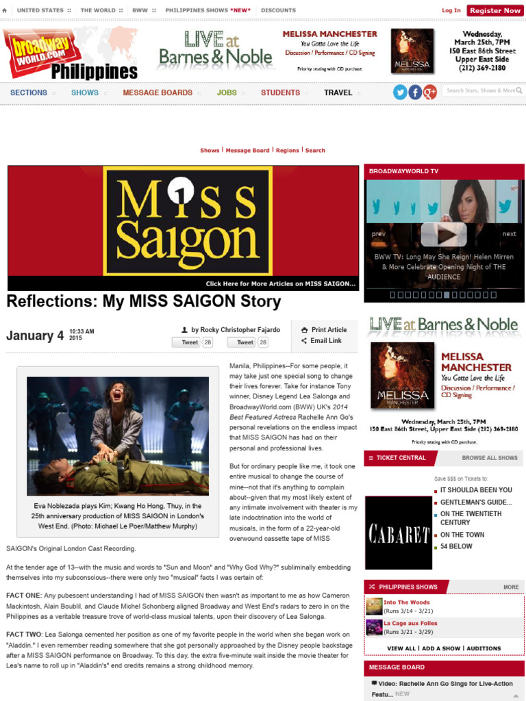 Reflections - My MISS SAIGON Story | PDF