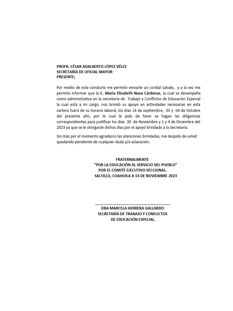 Oficio de Permiso | PDF