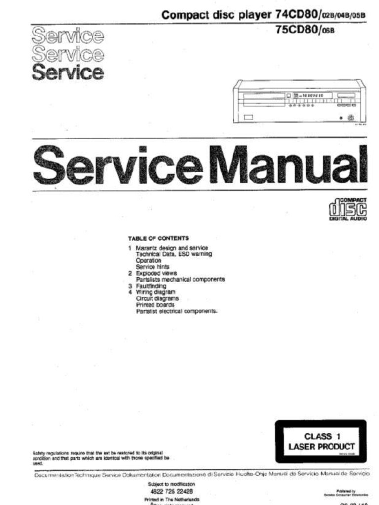 Marantz cd80 Service Manual | PDF