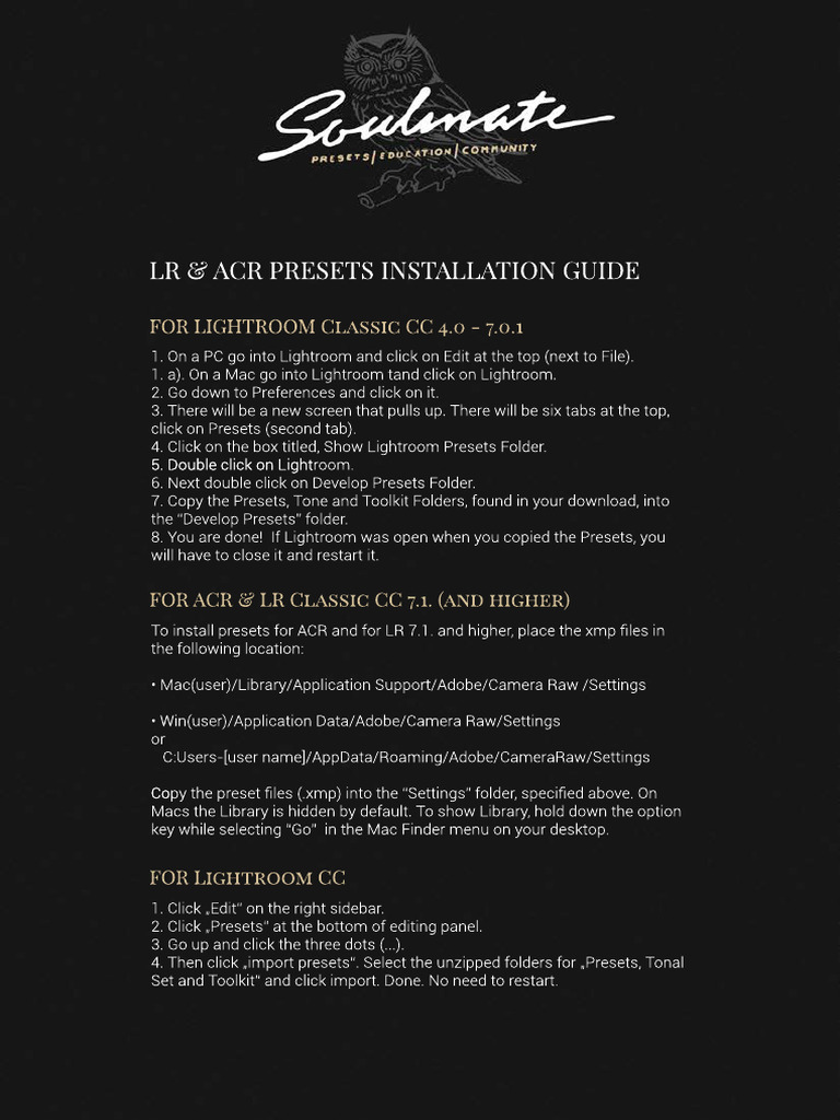 Preset Installation Guide | PDF